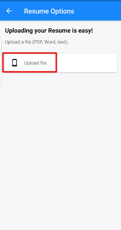 How do I upload a resume to the ZipRecruiter mobile app?