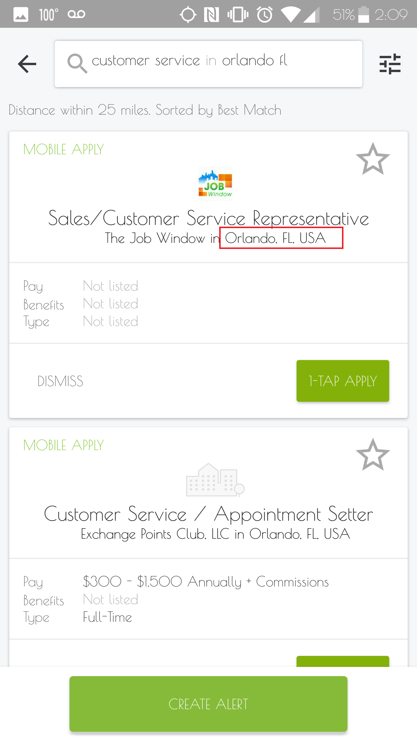 How to change the location of jobs in the Mobile App (Android)