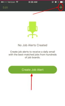 How to create a job alert from the Ziprecruiter iOS Mobile App