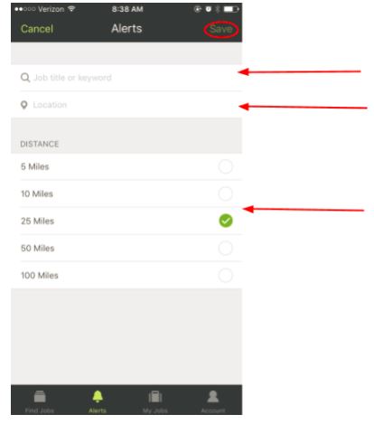 How to create a job alert from the Ziprecruiter iOS Mobile App