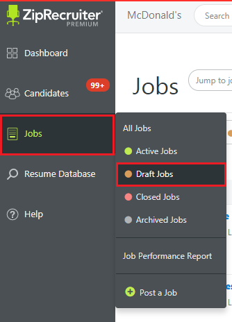How do I find my job post I just drafted?