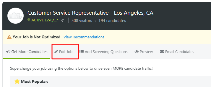 How do I change the job title in my job post?
