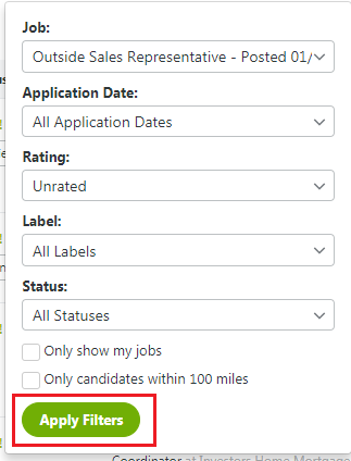 How do I filter my candidates?