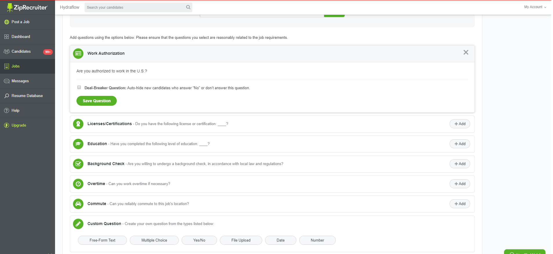 How do I add Screening Questions?